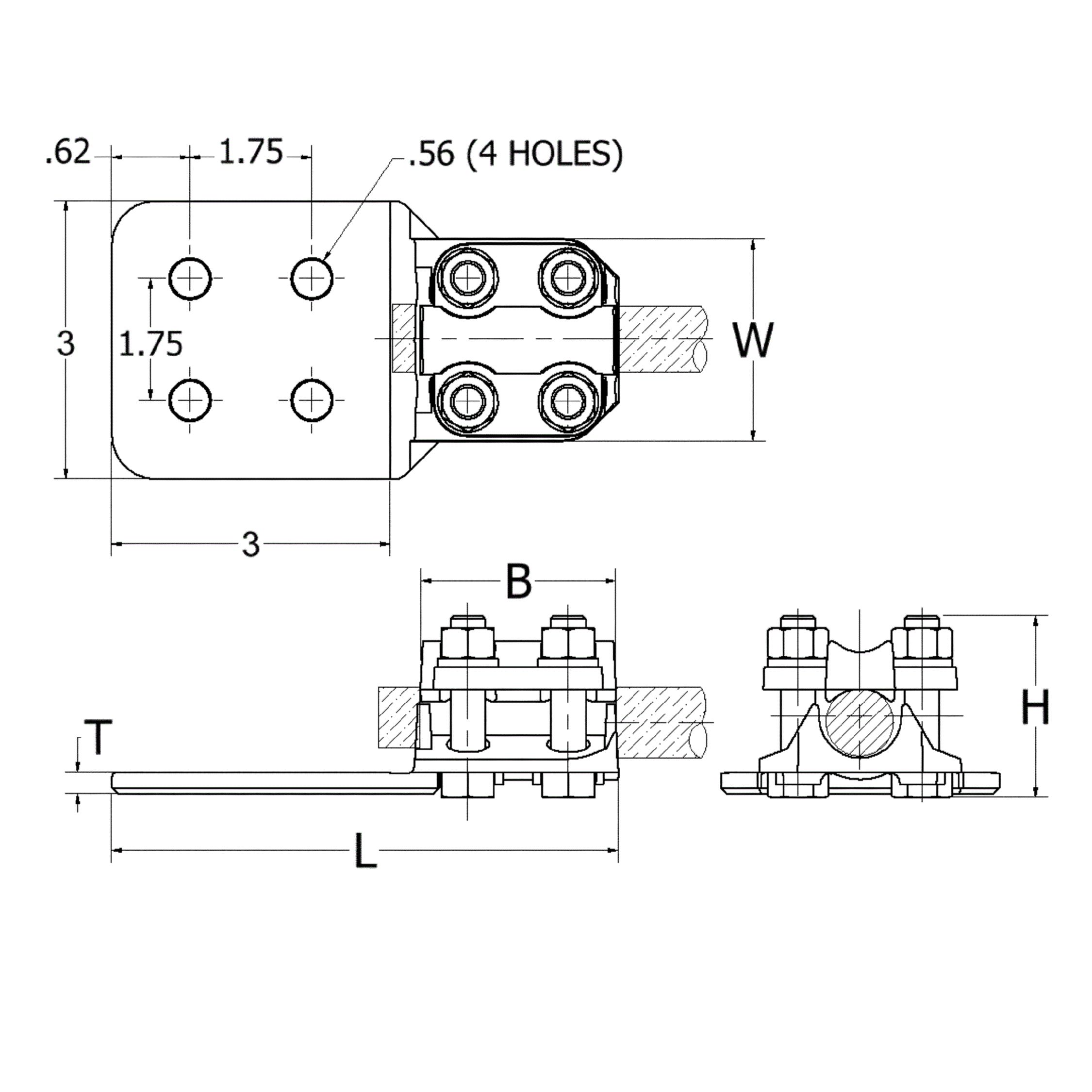 Substation - Copper Terminal | NAS3434N | Burndy
