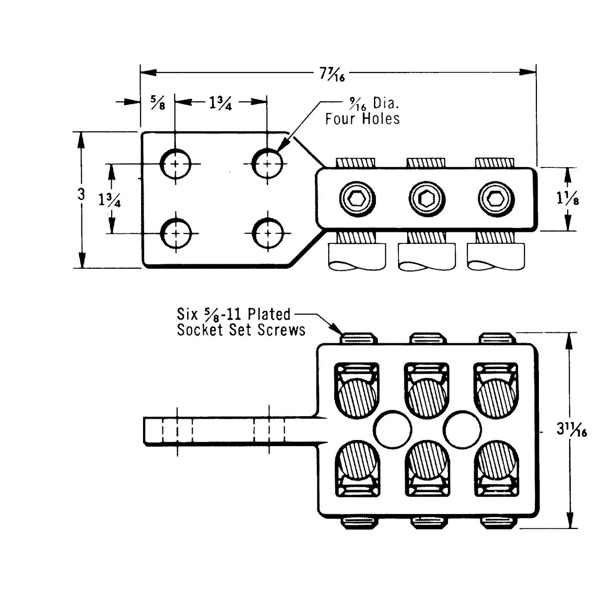 K33b344n Copper Multiple Outlet Transformer Terminal 4 Holes 1 2