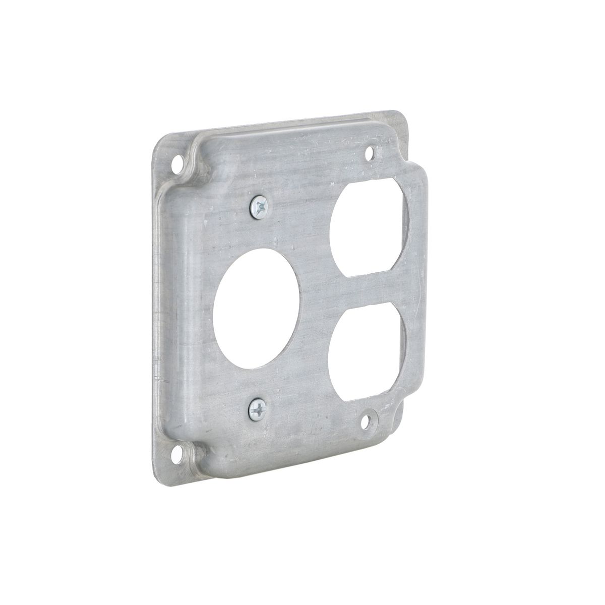 Raco 806C 4"" Square Cover Raised 1/2"", 1 Duplex And 1 Receptacle 1. ...