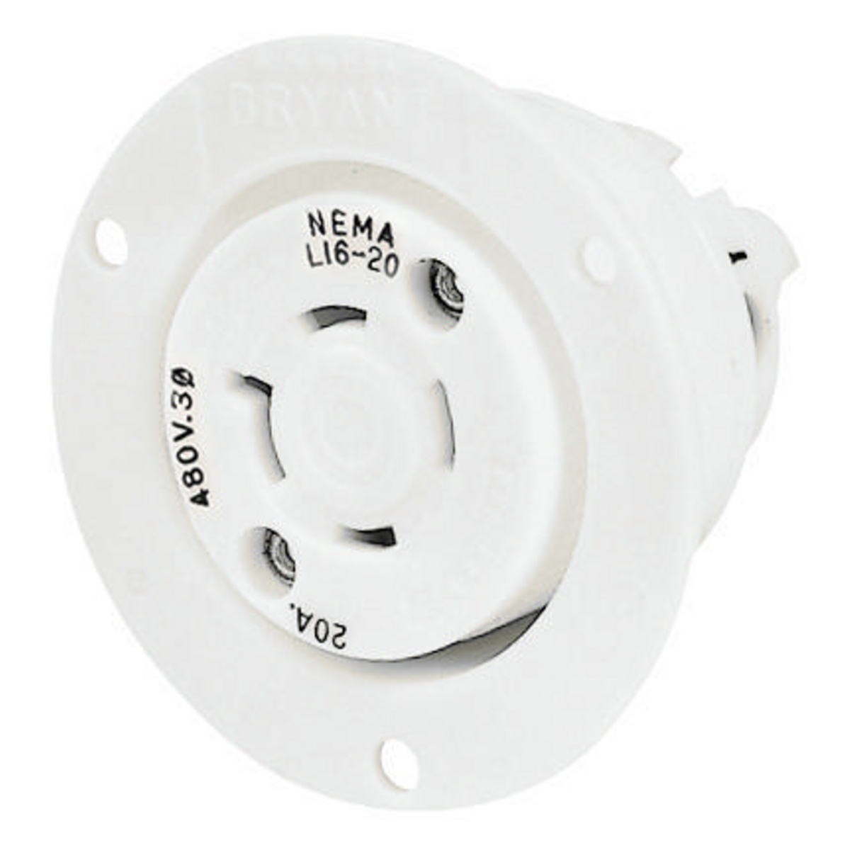 Locking Devices, Industrial, Flanged Receptacle, 20A, 44% OFF