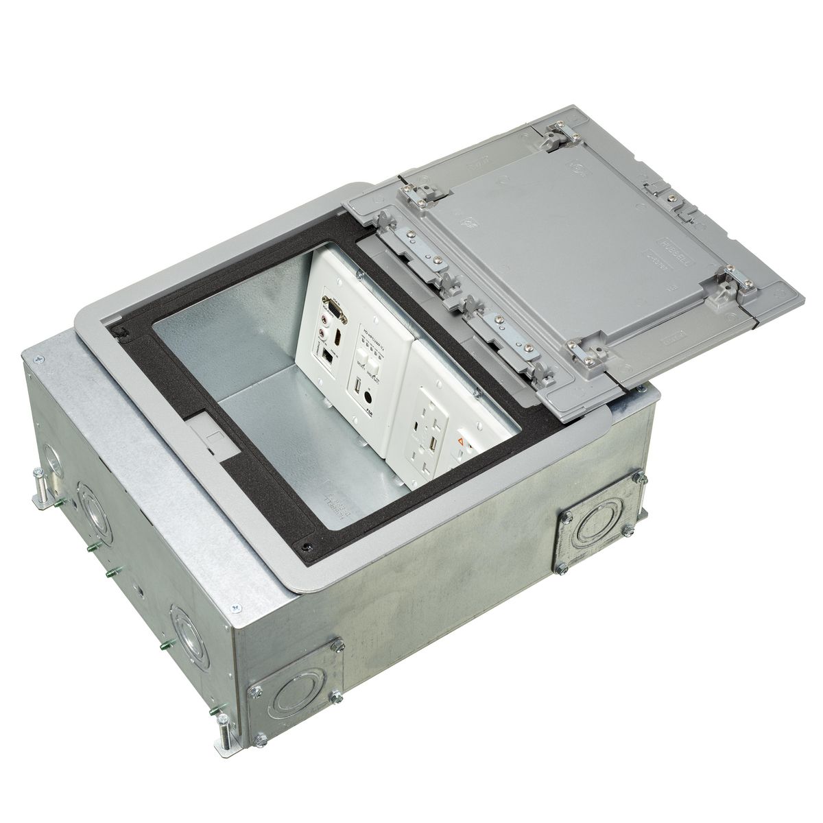 Recessed 8/10-Gang Concrete Floorbox with Rectangular Cover ...