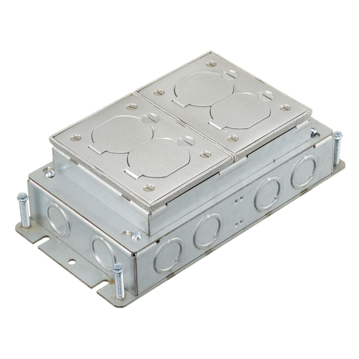 Flush 2-Gang Concrete Floorbox with Rectangular Cover, 3.75" Minimum ...