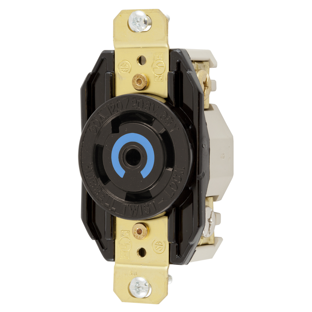 Hubbell HBL2810 30A 3PhY 120 208V AC Twist Lock Black Single Flush Hubbell HBL2810 30A 3PhY 120 208V AC Twist Lock Black Single Flush