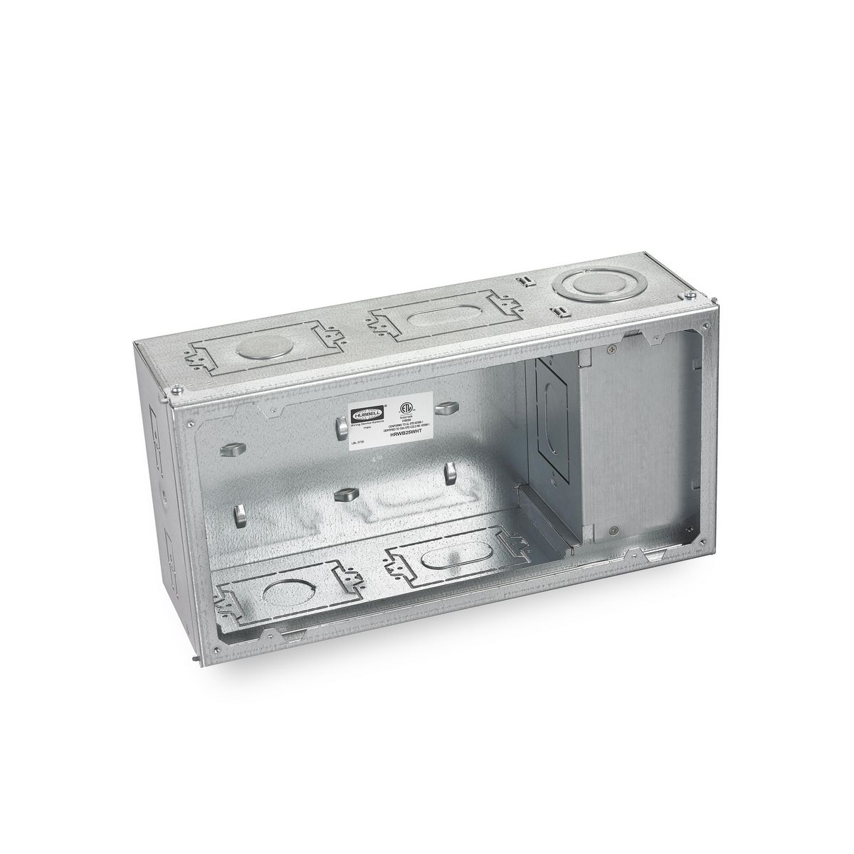 5-Gang Recessed Wallbox with 2" Conduit Feed-Thru and Black 2-Piece ...