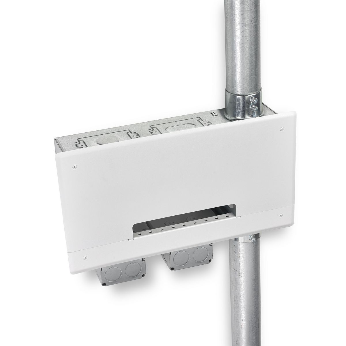 5-Gang Recessed Wallbox with 2" Conduit Feed-Thru and White 2-Piece ...