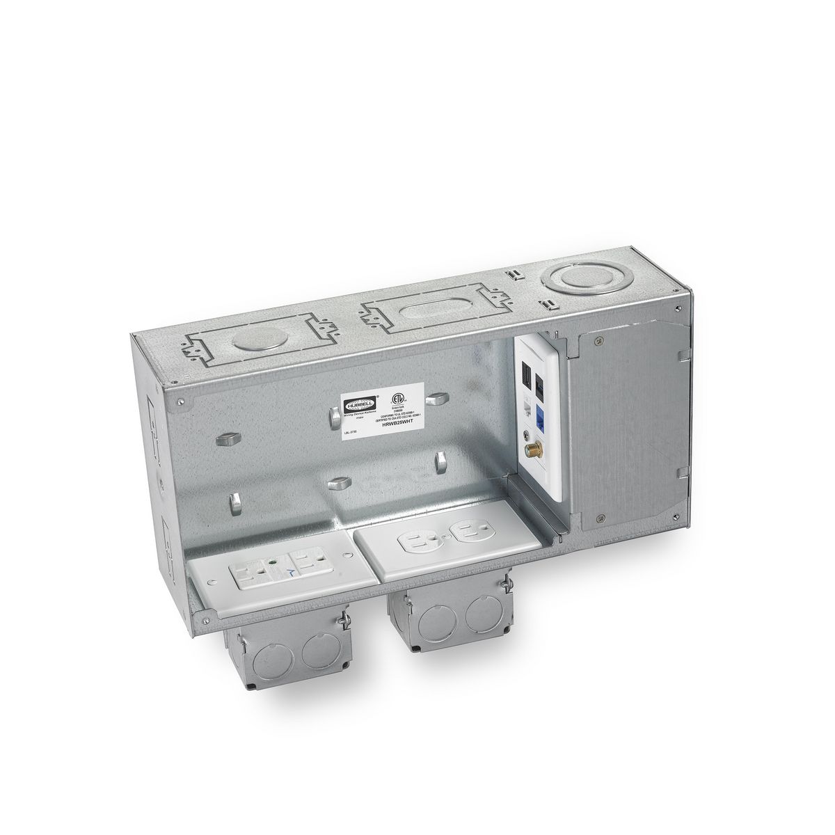 5-Gang Recessed Wallbox with 2" Conduit Feed-Thru and White 2-Piece ...