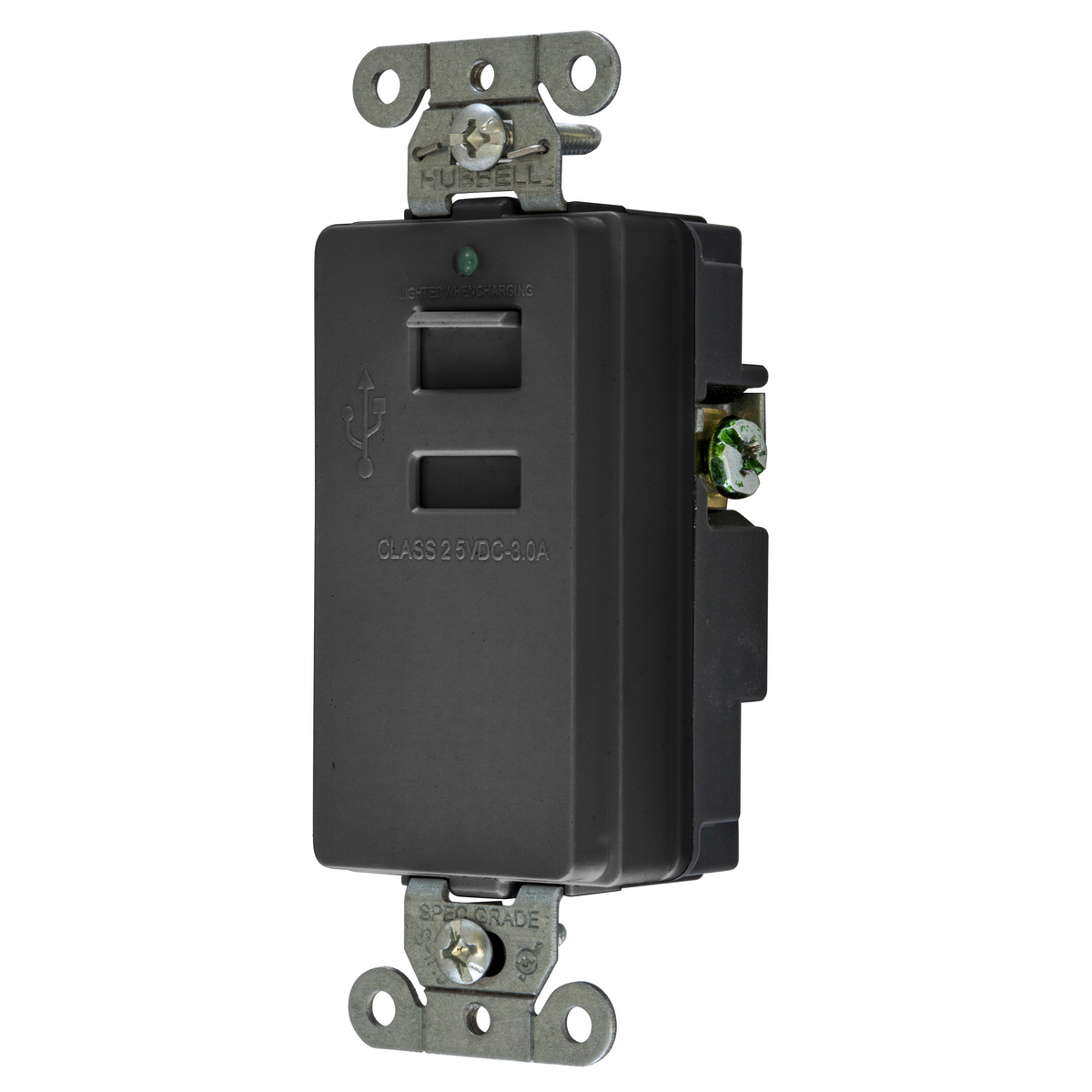 Hubbell USB2BK USB CHRGR 2 PORT 3A 5 V BLACK | Cooper Electric