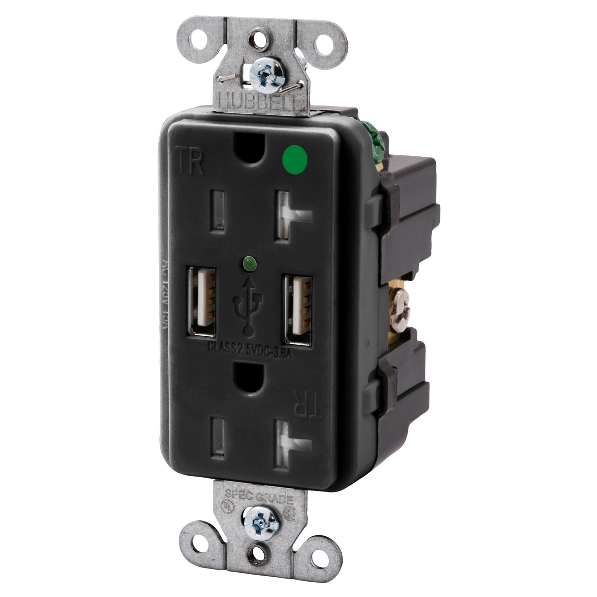 Hubbell USB8300-BK USB Charger / Tamper-Resistant Hospital-Grade ...
