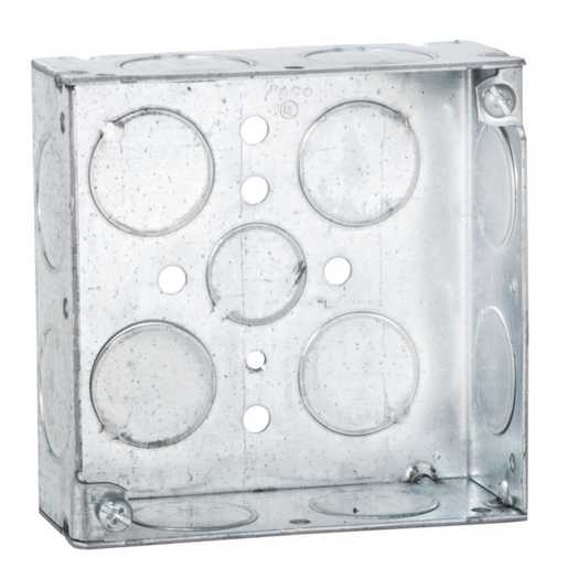 4 in. Square Box, Welded, 1-1/2 in. Deep with One 1/2 and Twelve 3/4 in ...