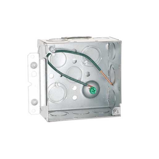 4 in. Square Box, Welded, 2-1/8 in. Deep, Sixteen Knockouts, Raised ...