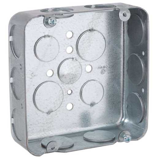 4-11/16 in. Square Box, Drawn, 1-1/2 in. Deep, Three 1/2 and Twelve 3/4 ...