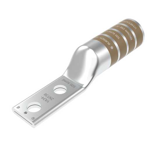 YA342NT38, Compression Terminal, 500 kcmil Cu, 2-Hole, 3/8" Stud, 1 ...