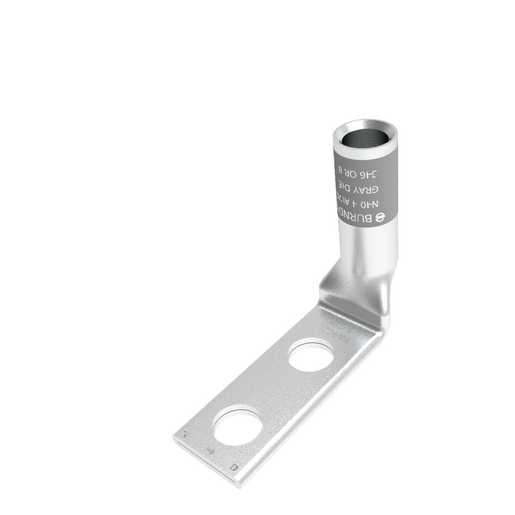 YA4C2L90, Compression Terminal, #4 AWG Cu, 2-Hole, 1/4" Stud, .62 ...