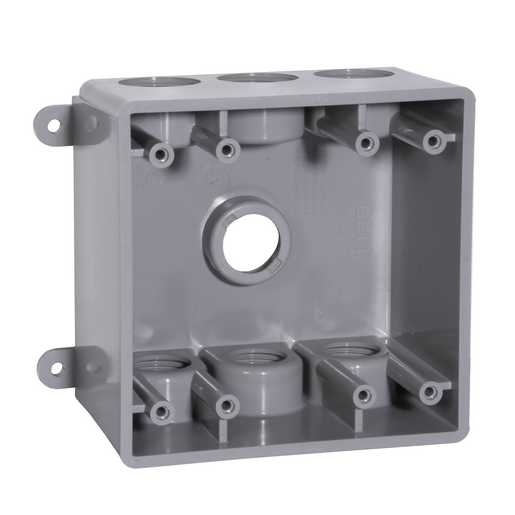 2-Gang Deep Outlet Box, Seven Threaded Outlets; Three 1/2" or 3/4 ...
