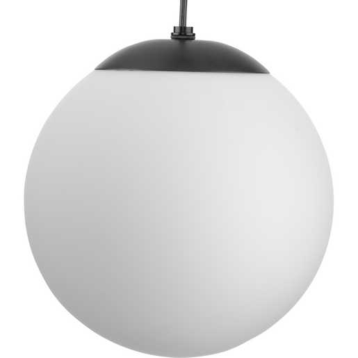 Atwell Collection Matte Black and Opal Glass Globe Medium Hanging ...