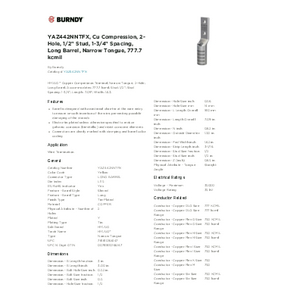 YAZ442NNTFX, Cu Compression, 2-Hole, 1/2 YAZ442NNTFX, Cu Compression, 2-Hole, 1/2